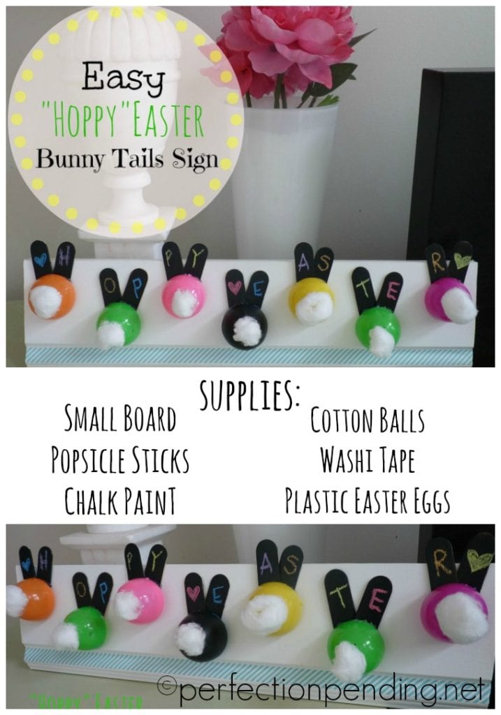 Easy DIY "Hoppy" Easter Bunny Tails Sign - Perfection Pending
