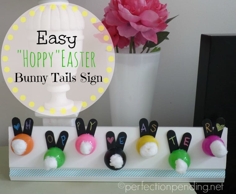 Easy DIY "Hoppy" Easter Bunny Tails Sign - Perfection Pending